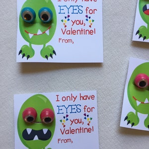 Printable Non Food School Valentine I Only Have Eyes for You Google Eye ...