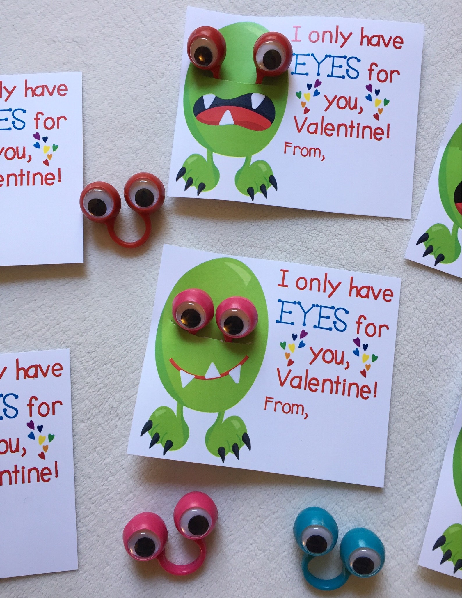 Printable Non Food School Valentine I Only Have Eyes for You | Etsy