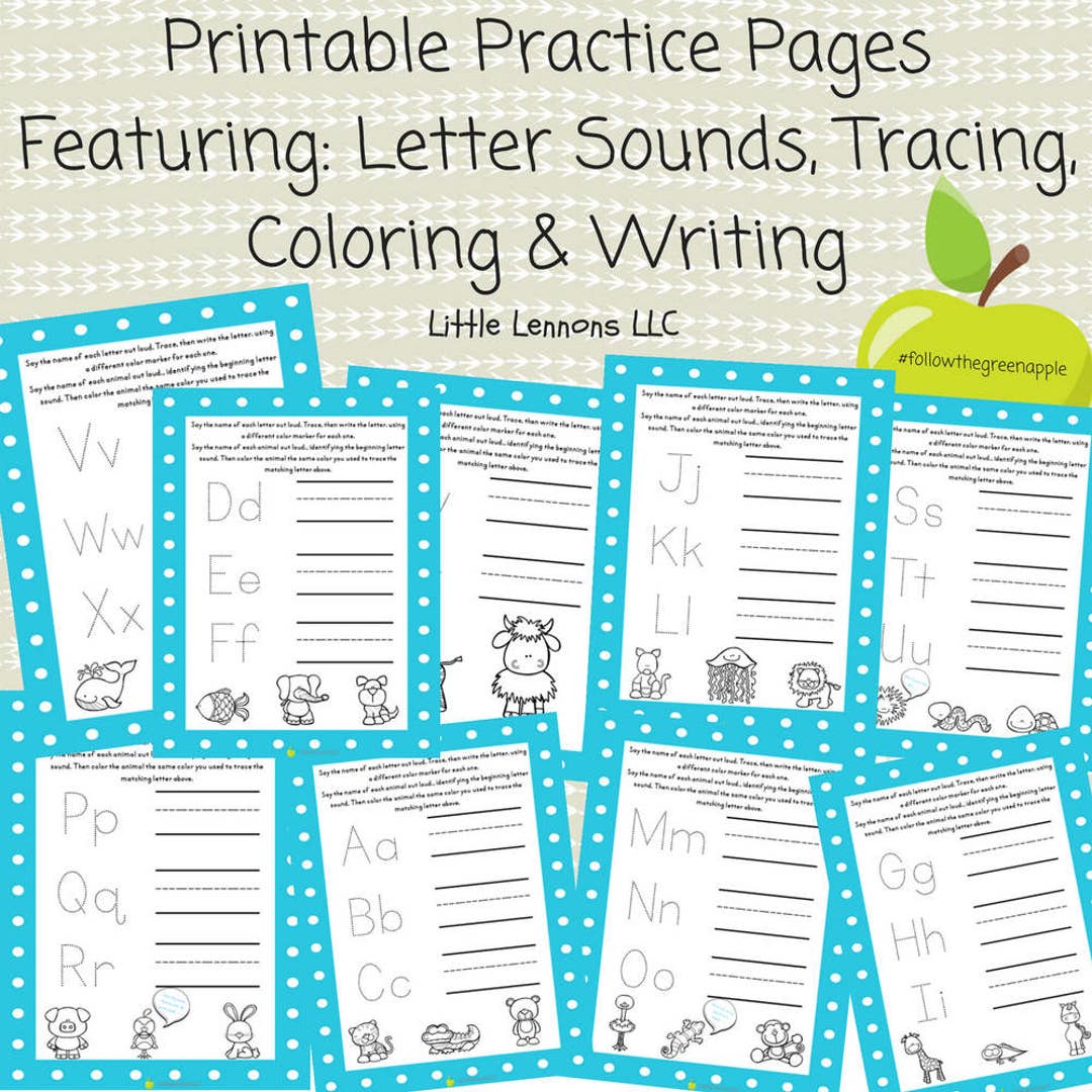 Printable Alphabet Tracing, Writing, Coloring Pages, Beginning Sounds ...