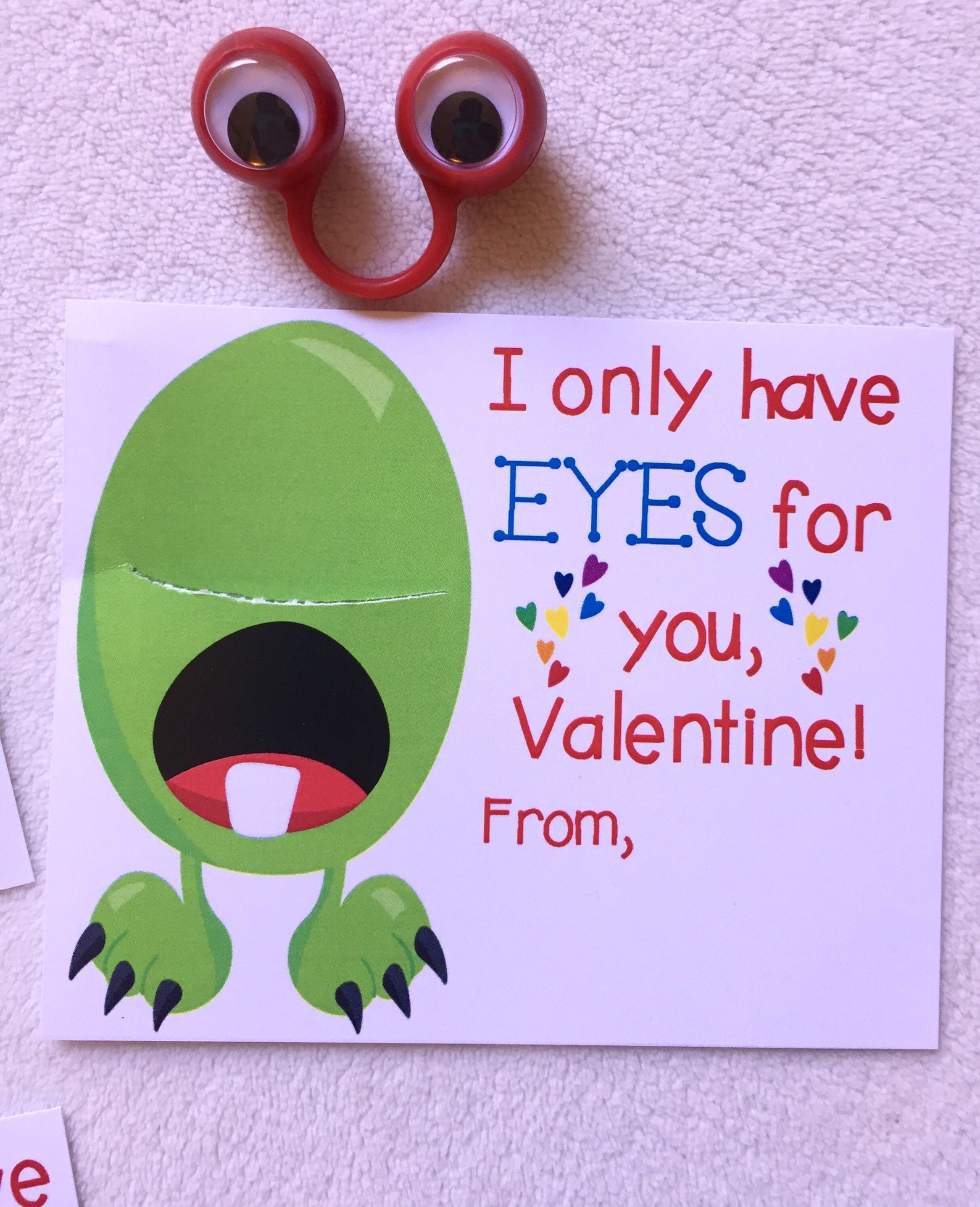 Printable Non Food School Valentine I Only Have Eyes for You | Etsy