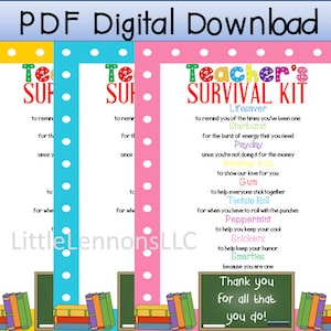Digital Download Teacher's Survival Kit Printable, Teacher, Teacher ...