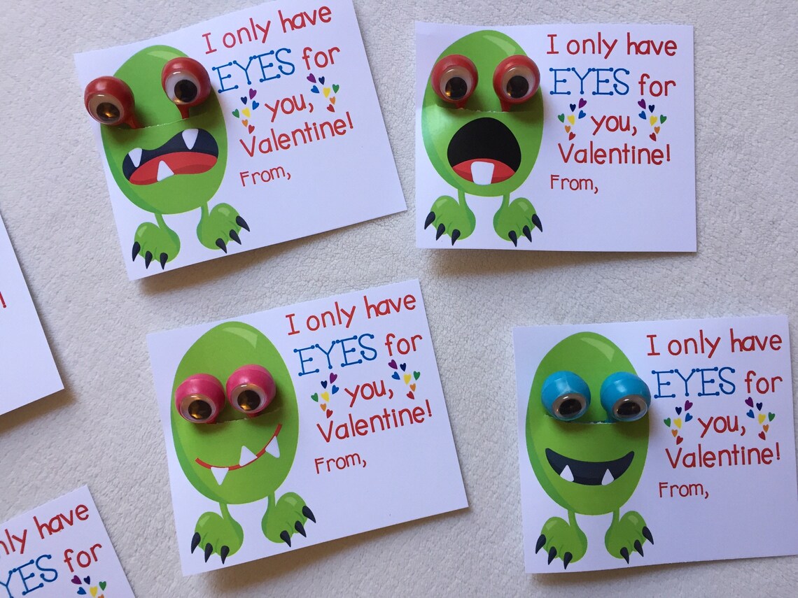 Printable Non Food School Valentine I Only Have Eyes for You - Etsy