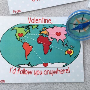 Printable World Map Valentine, Compass, Magnifying Glass, Preschool ...