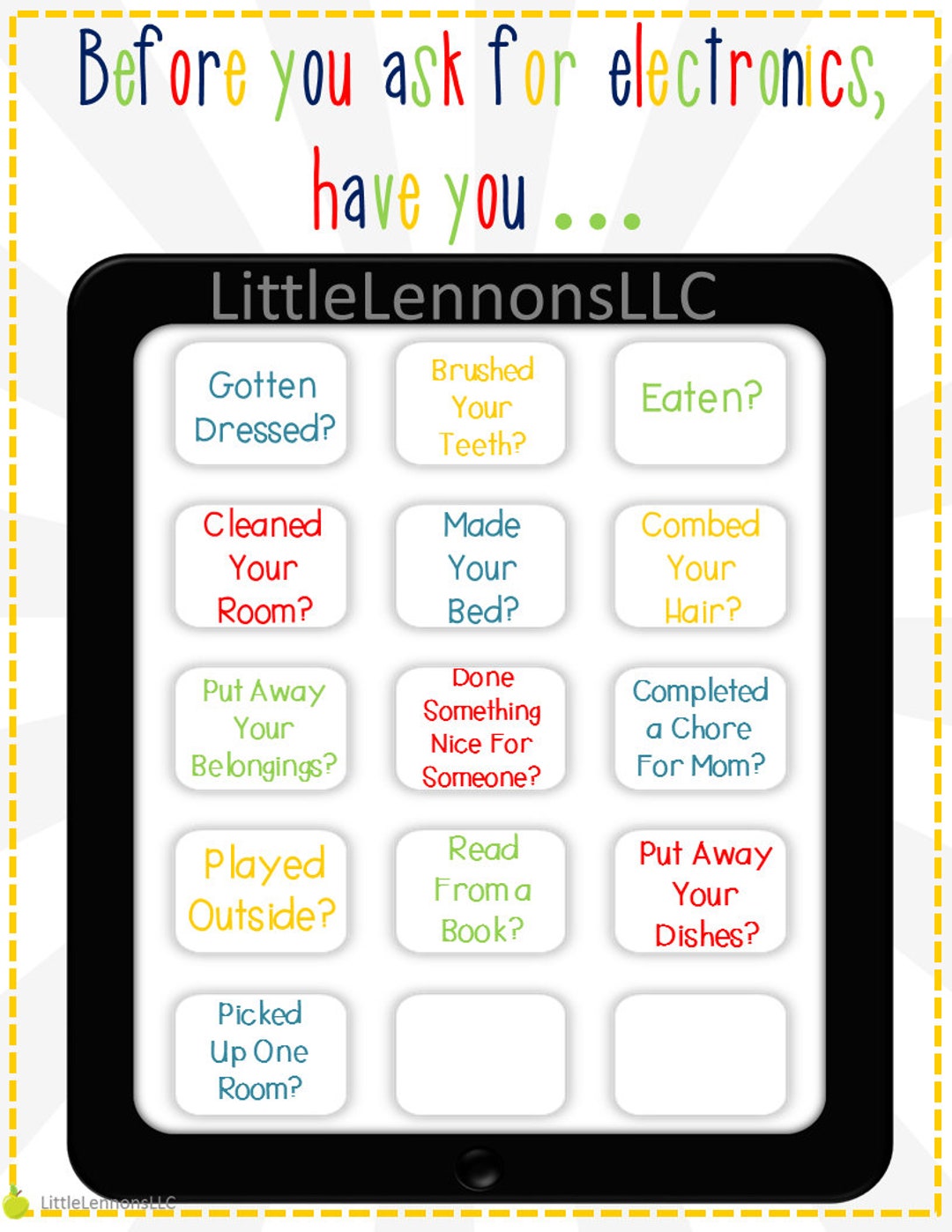 Digital Download Summer Electronics Checklist, Diy, Screen Time, Kids ...