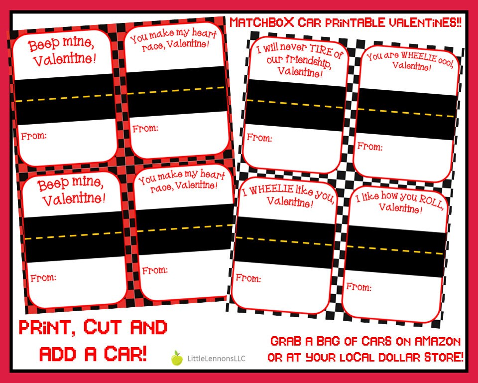 Printable Car Valentine Preschool Prek Kindergarten - Etsy
