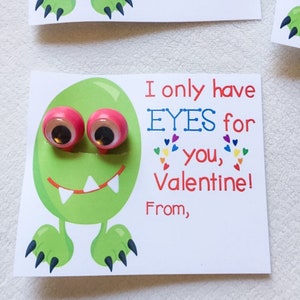 Printable Non Food School Valentine I Only Have Eyes for You Google Eye ...