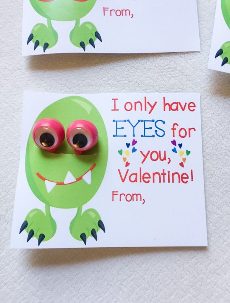 Printable Non Food School Valentine I Only Have Eyes for You | Etsy
