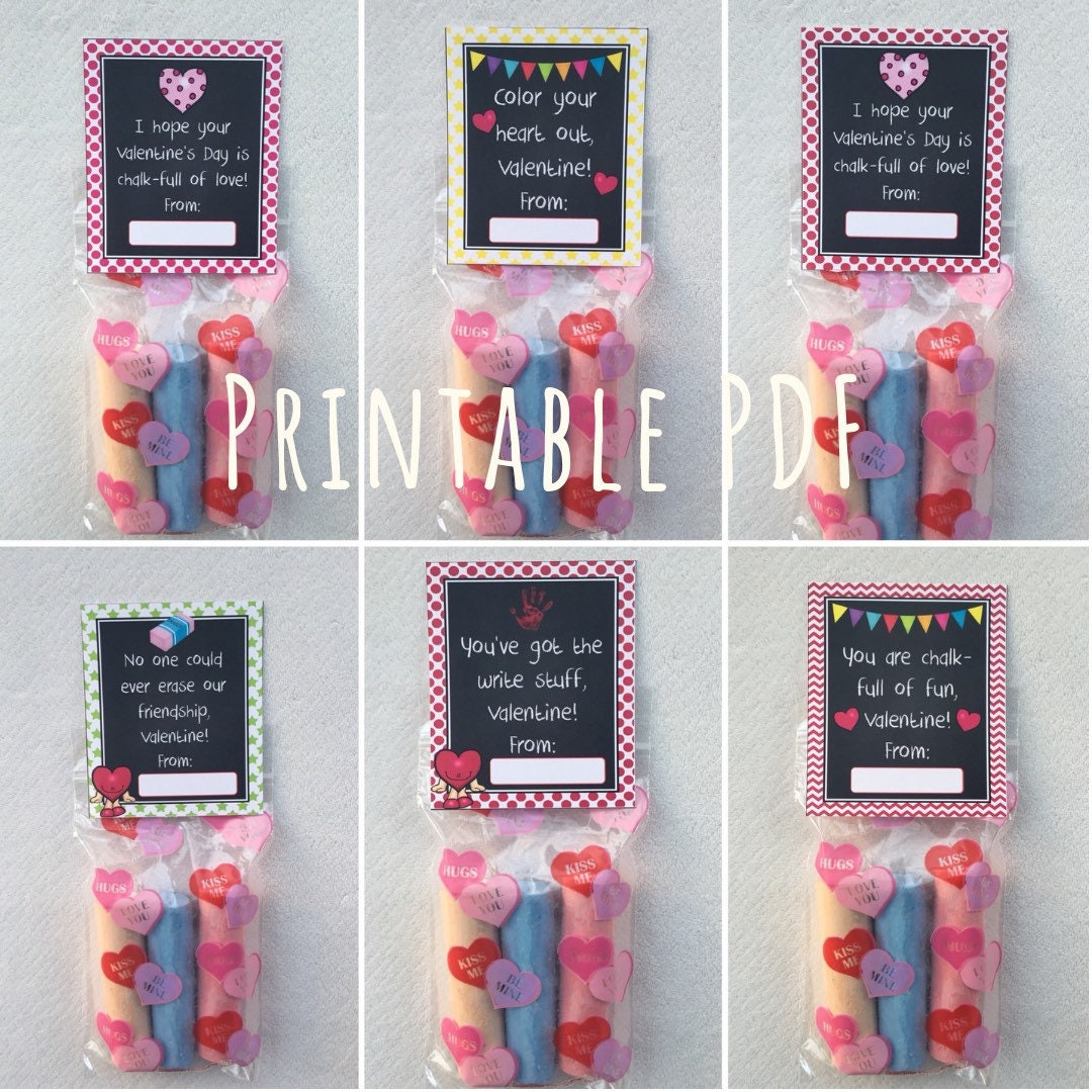 Printable Sidewalk Chalk Kids Class Valentine, Gender Neutral, Digital ...