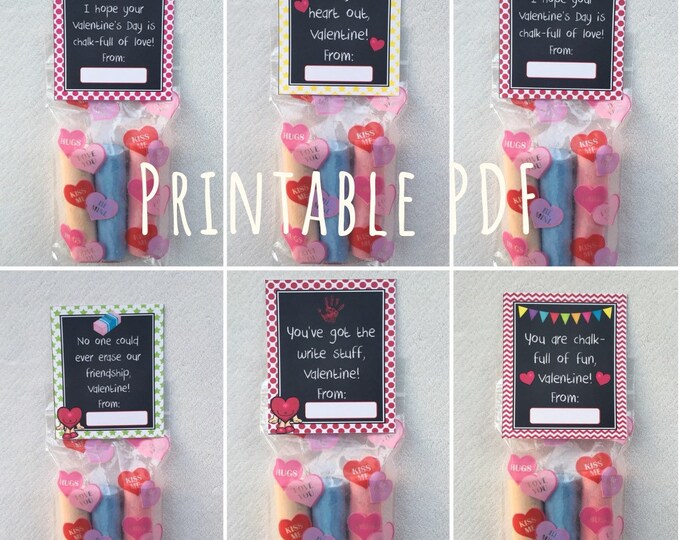 Printable Sidewalk Chalk Kids Class Valentine, Gender Neutral, Digital ...