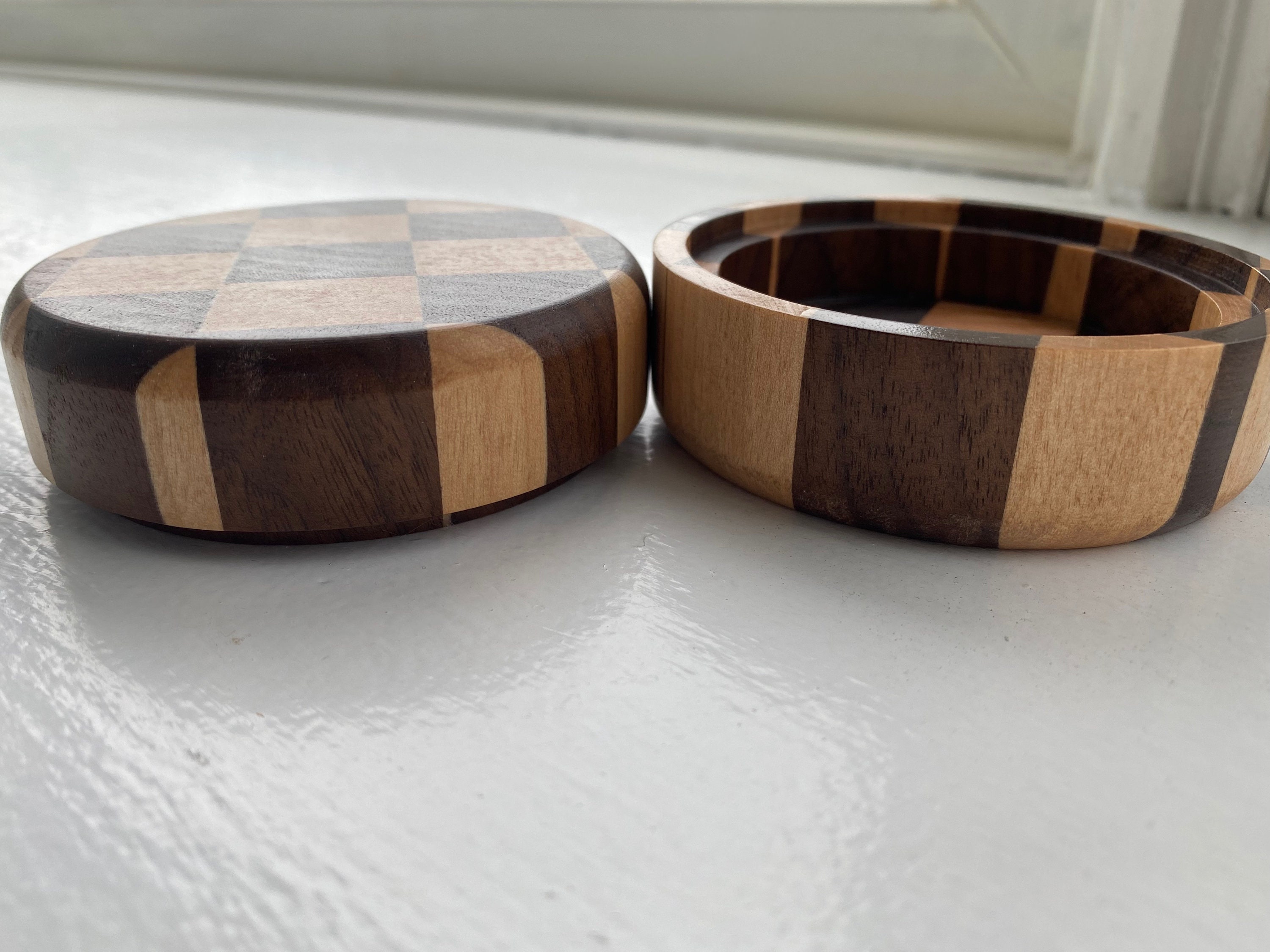 Wooden Round Checkered Jewelry Box - Etsy