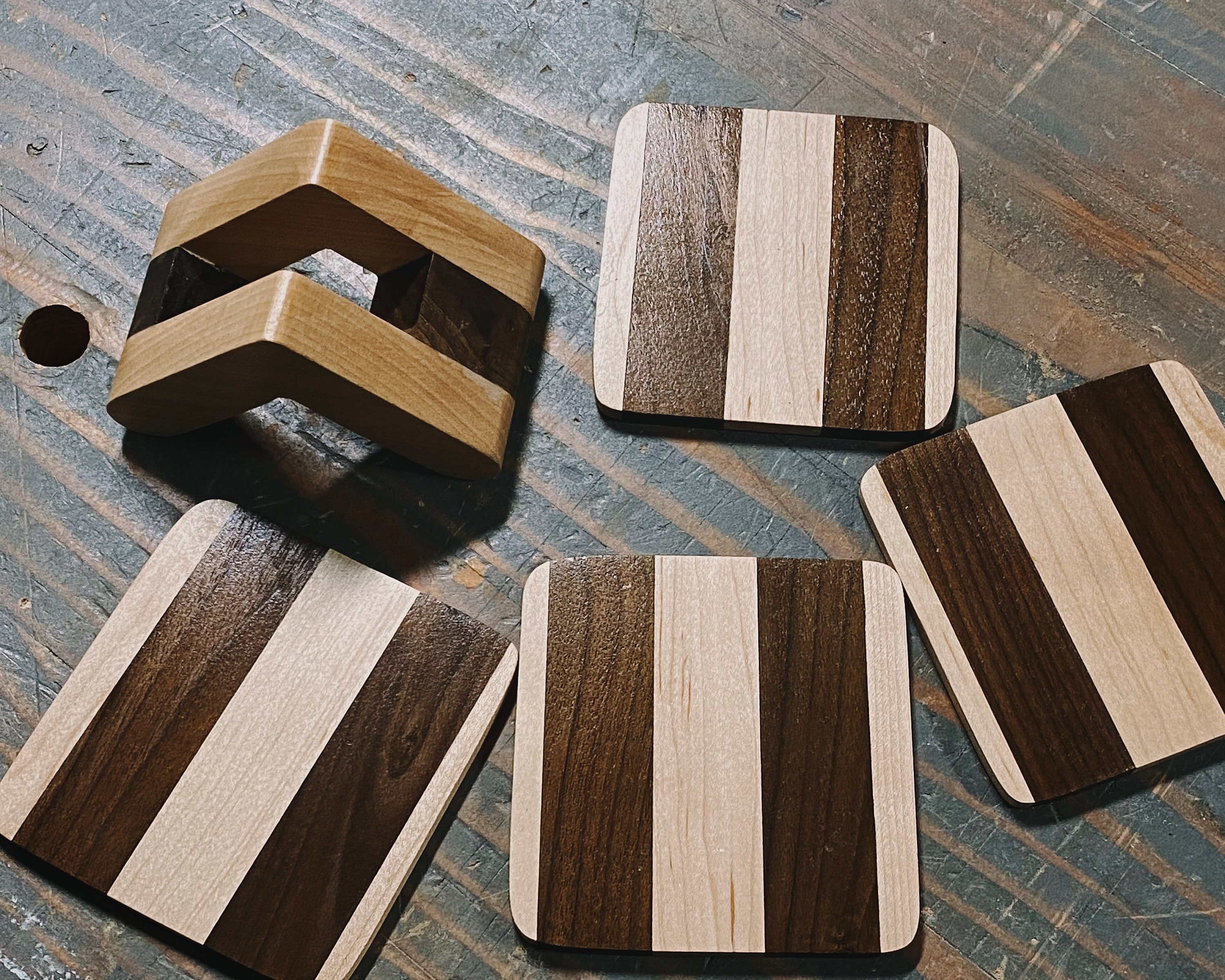 Coaster Set With Holder - Etsy