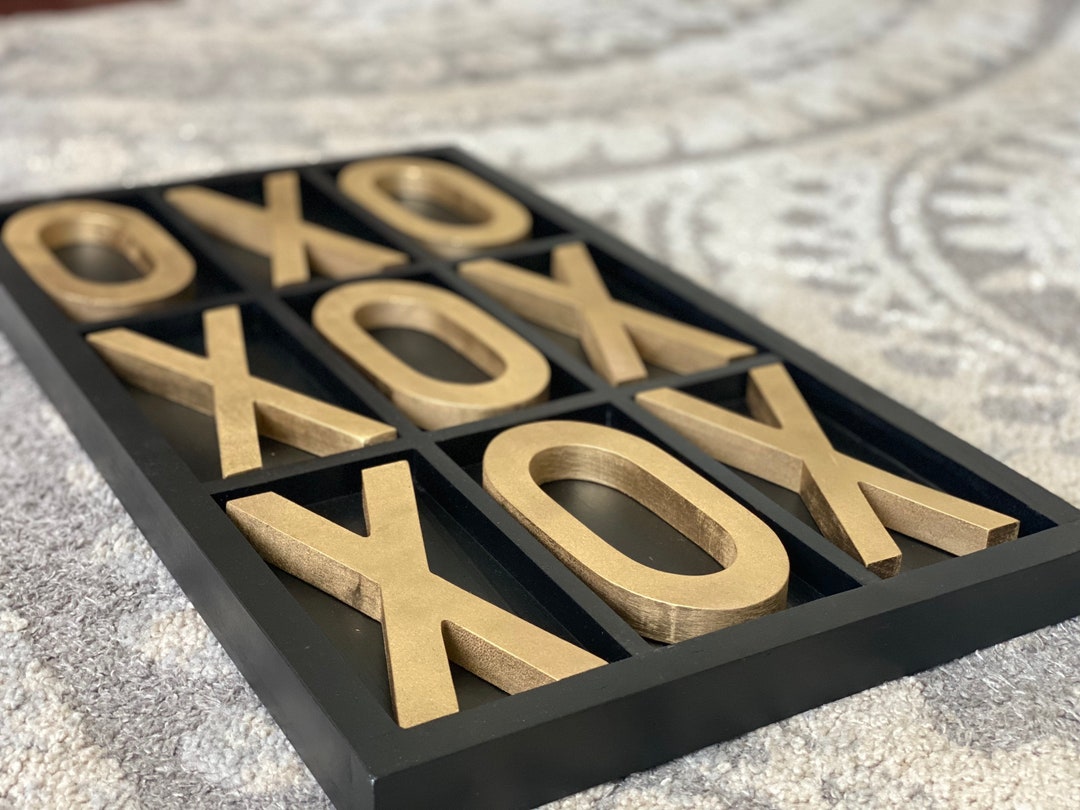 Rustic Black & Gold Tic Tac Toe Set/ Elegant Black and Gold Tic Tac Toe ...