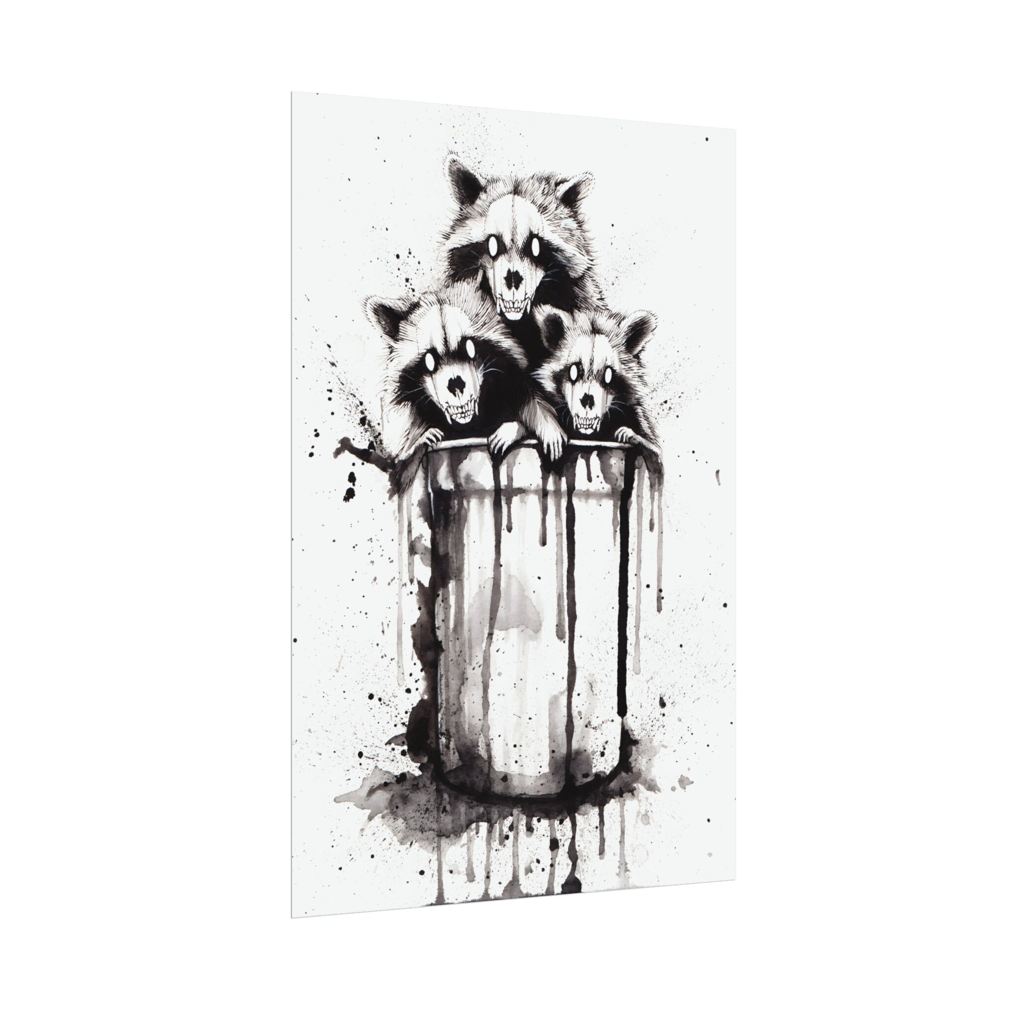 Raccoon Drips Skull Skulltober Fine Art Giclee Archival 285 GSM ...