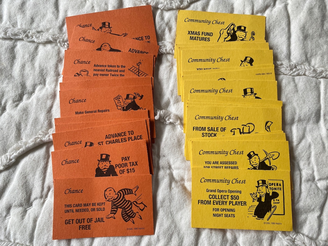 Monopoly Cards Chance and Community Chest Board Game Vintage - Etsy