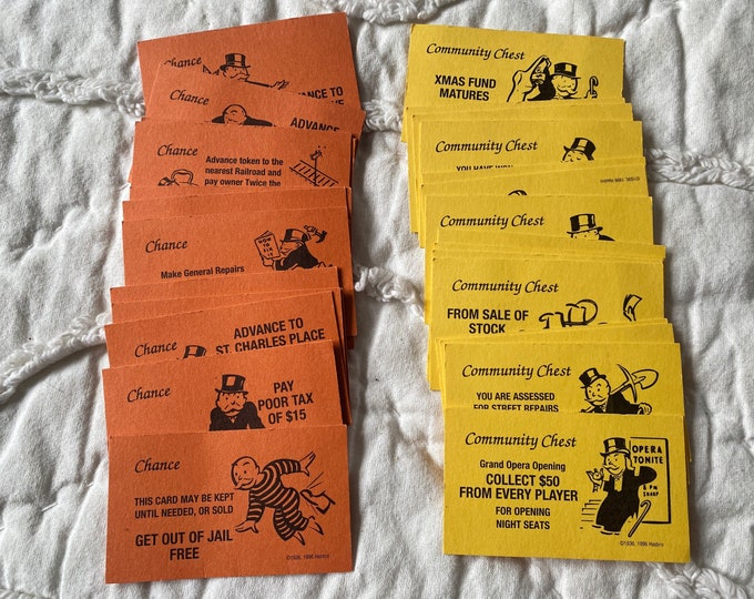 Monopoly Cards Chance and Community Chest Board Game Vintage - Etsy