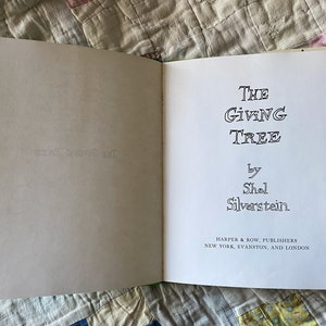 The Giving Tree Book by Shel Silverstein Children’s Picture 1964 ...
