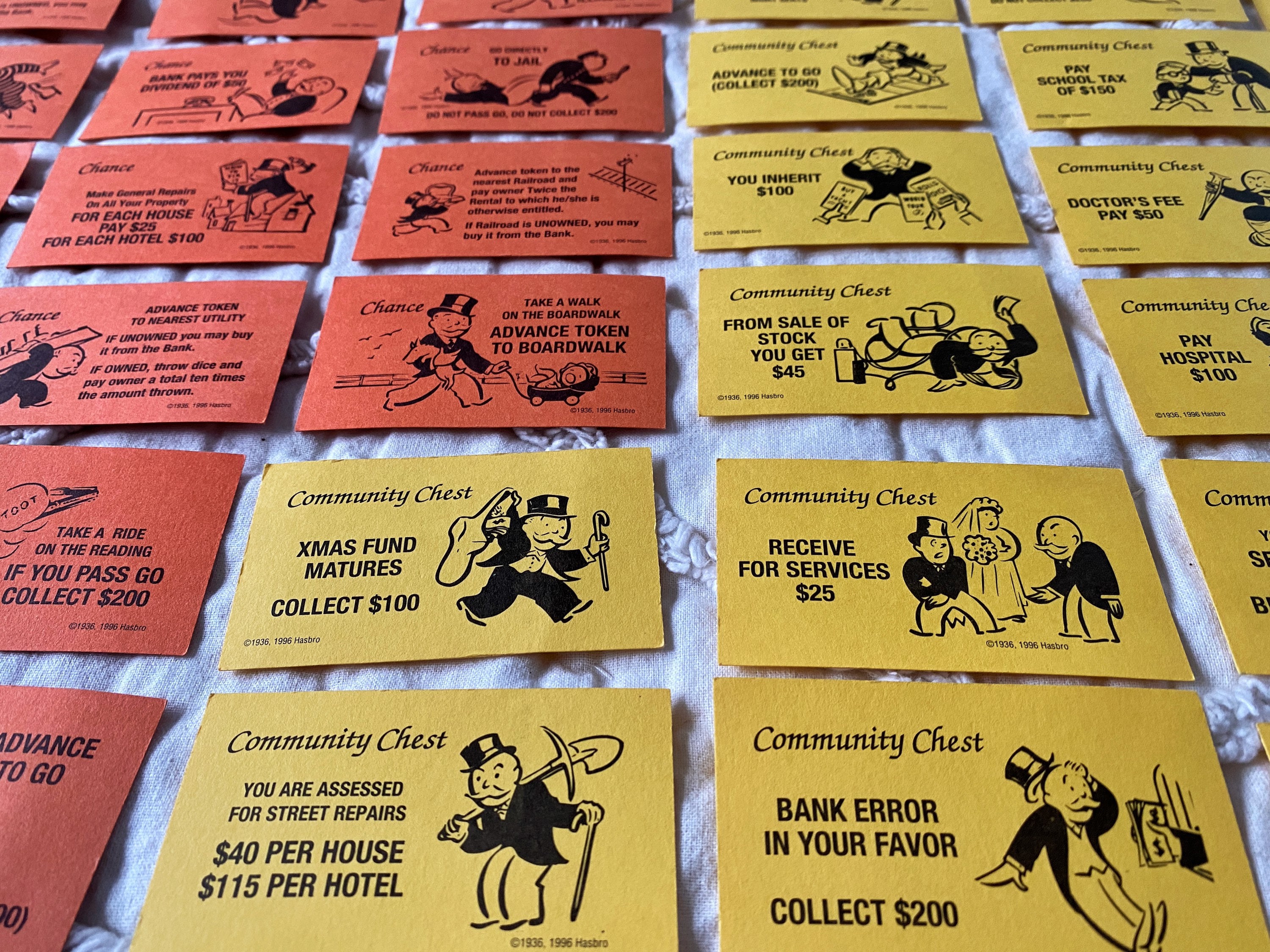Monopoly Cards Chance and Community Chest Board Game Vintage - Etsy
