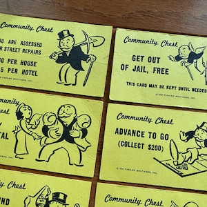 Monopoly Cards Chance and Community Chest Board Game Vintage - Etsy