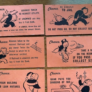 Monopoly Cards Chance and Community Chest Board Game Vintage - Etsy