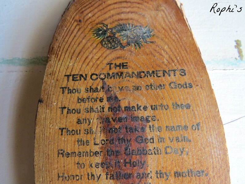 Ten Commandments Wood Plaque Natural Cut Bible Vintage - Etsy