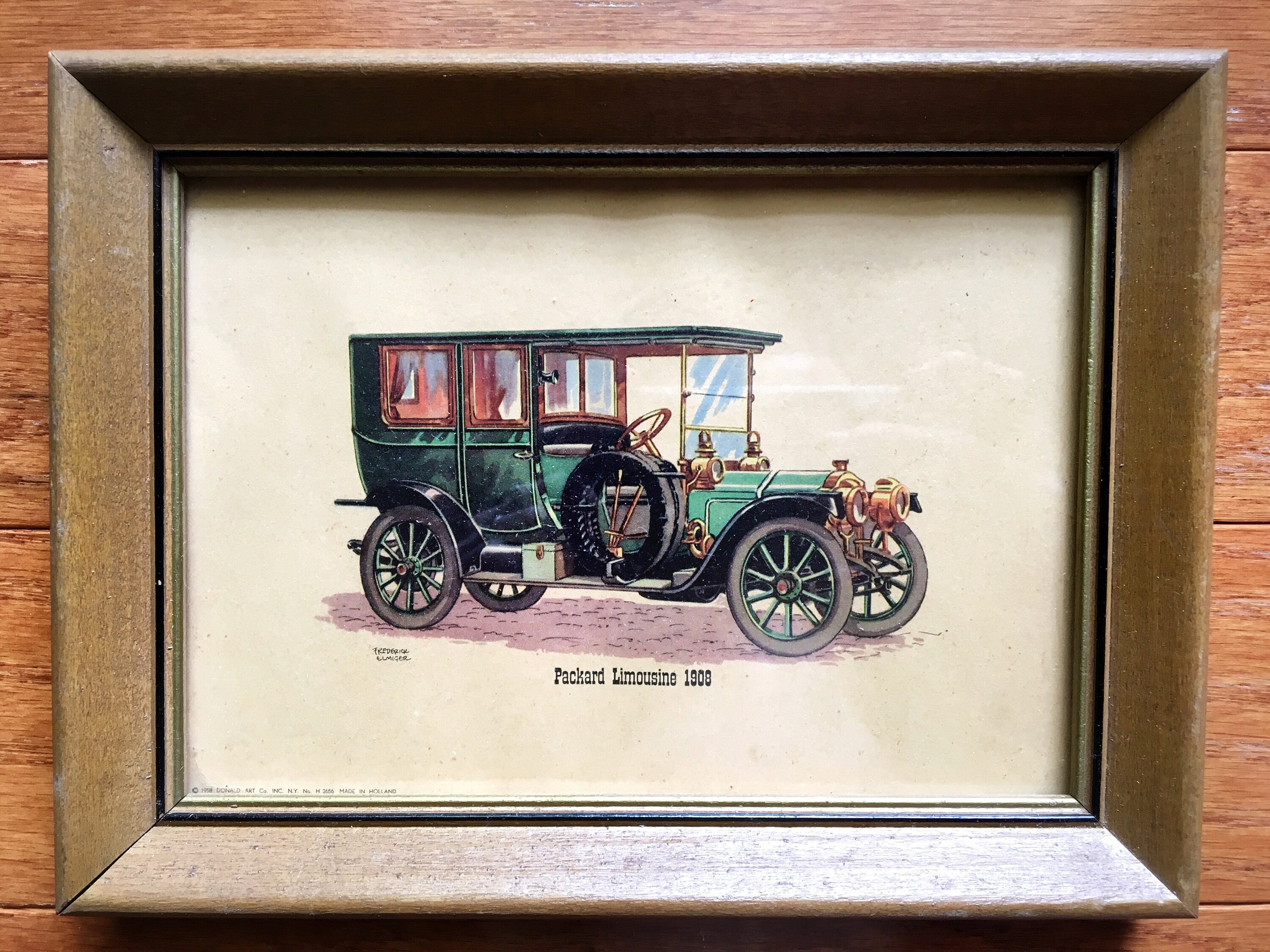 Framed Frederick Elmiger Packard Limousine 1908 Car Lithograph Picture ...