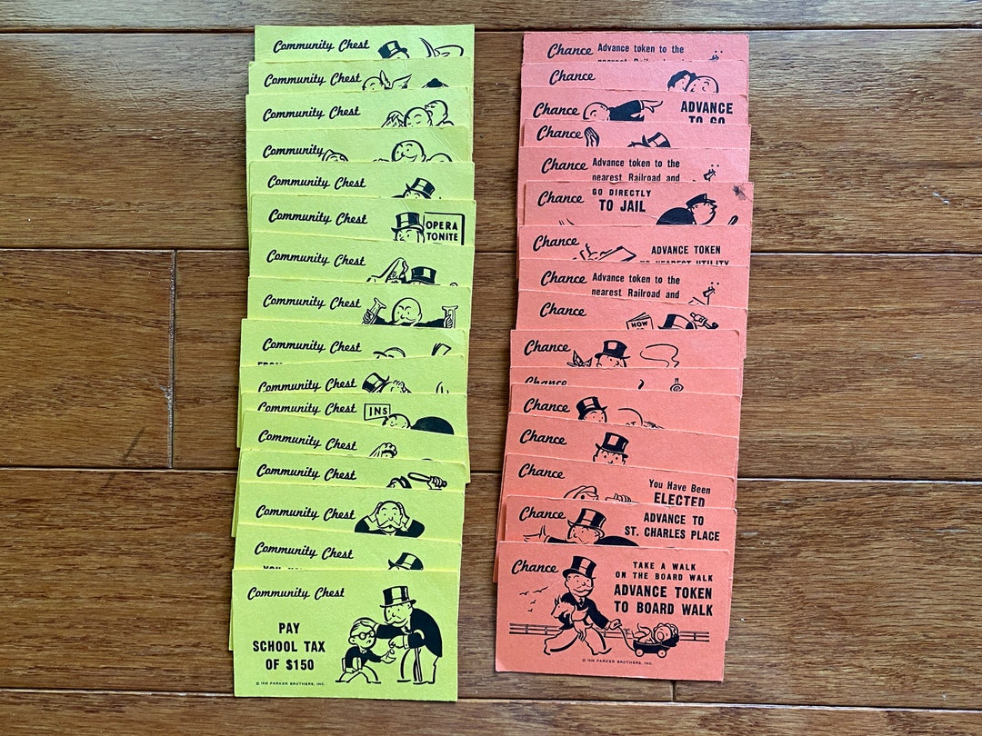 Monopoly Cards Chance and Community Chest Board Game Vintage - Etsy