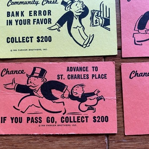 Monopoly Cards Chance and Community Chest Board Game Vintage - Etsy