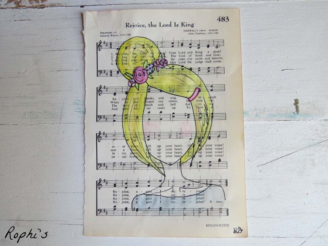 Hymn Girl Original Watercolor Art Painting Rejoice, the Lord is King - Etsy
