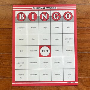 Lakeshore Survival Words Bingo LC932 1986 Vintage Game - Etsy
