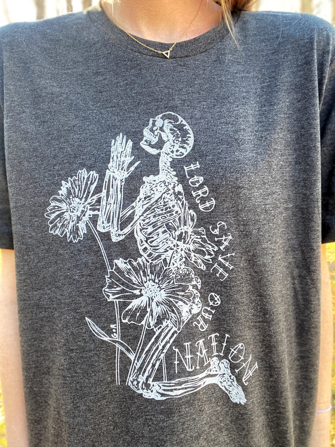 Lord Save Our Nation Praying Skeleton Flower Charcoal Gray | Etsy