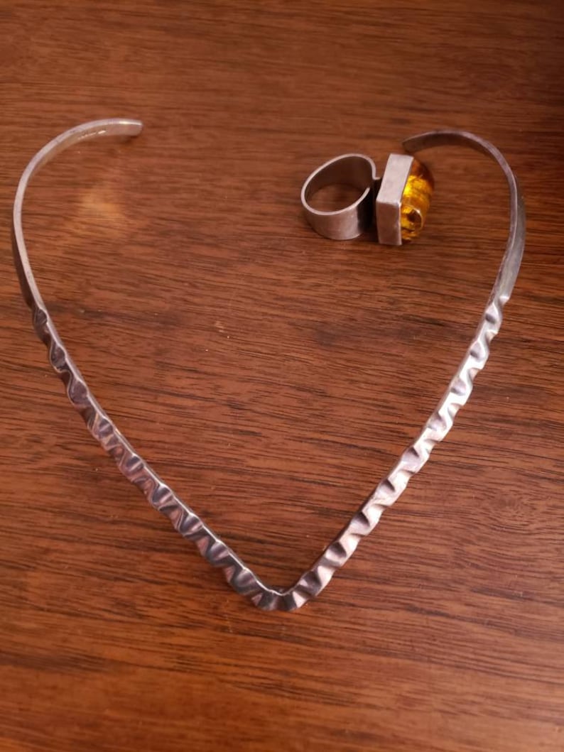 Vintage Mexico Sterling Silver Choker Necklace Taxco Chunky Heavy Tm