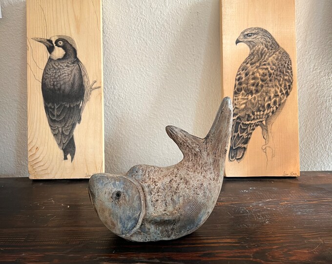 Mccarty’s Pottery Flip Tail Fish Sculpture Grey Blue Tan - Etsy