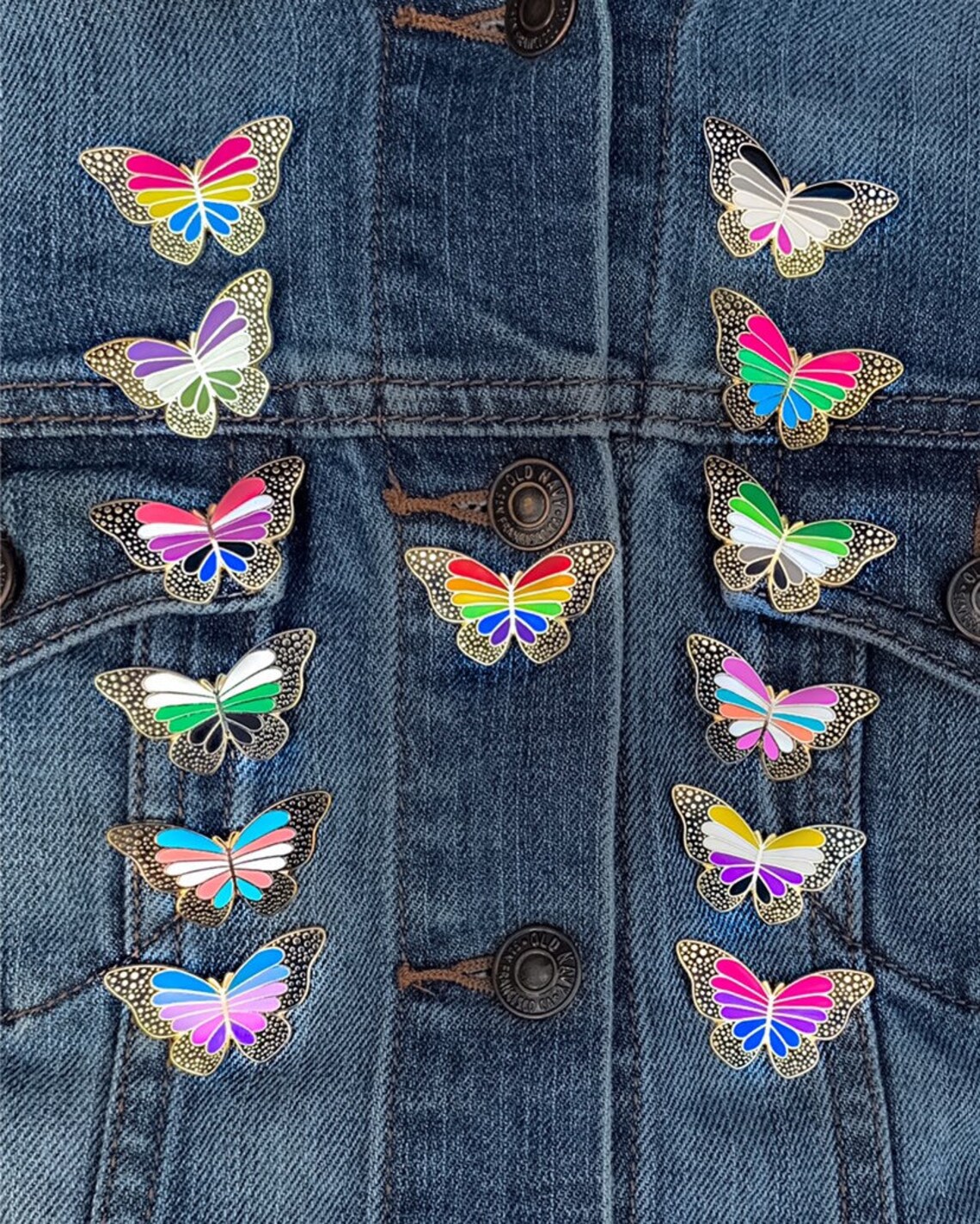 Bi Pride Butterfly Pin 25% to Charity Queer-owned - Etsy