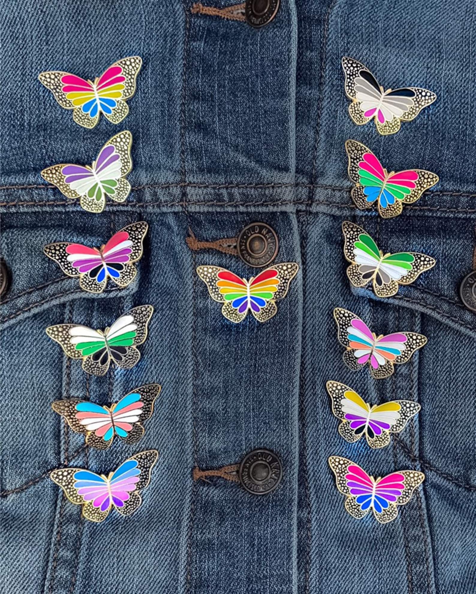 Bi Pride Butterfly Pin 25% to Charity Queer-owned - Etsy
