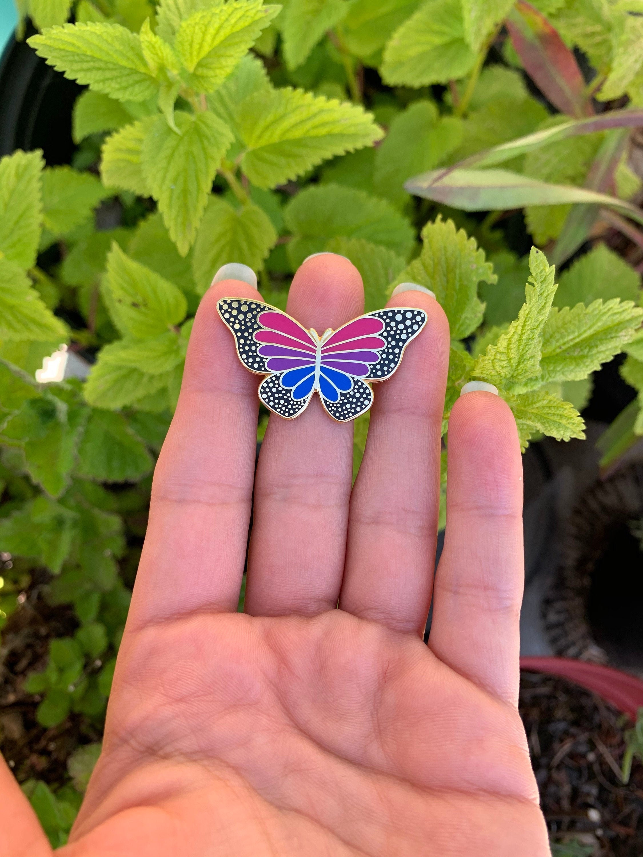 Bi Pride Butterfly Pin 25% to Charity Queer-owned - Etsy