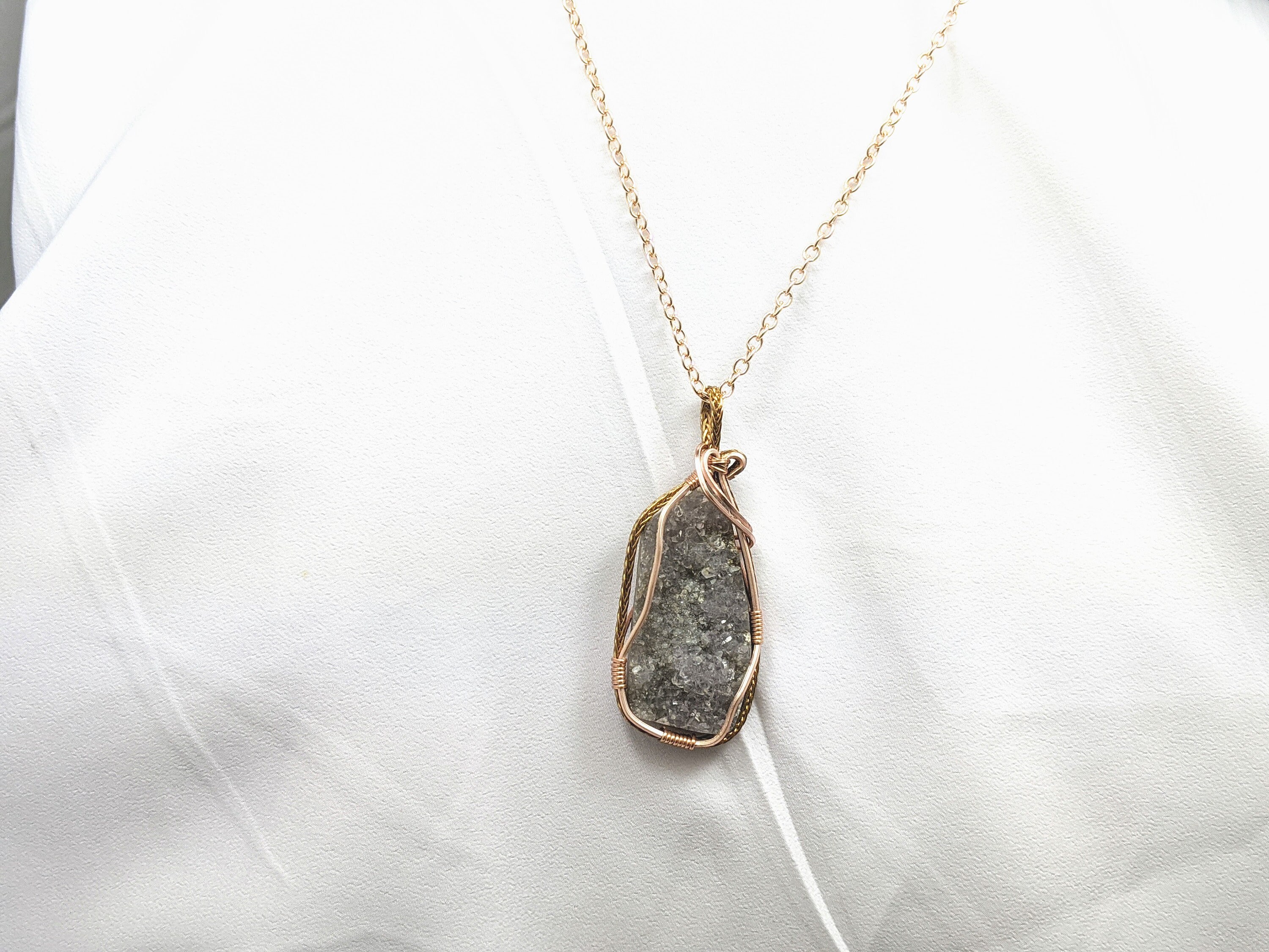 Raw crystal rose gold large chunky statement necklace for | Etsy