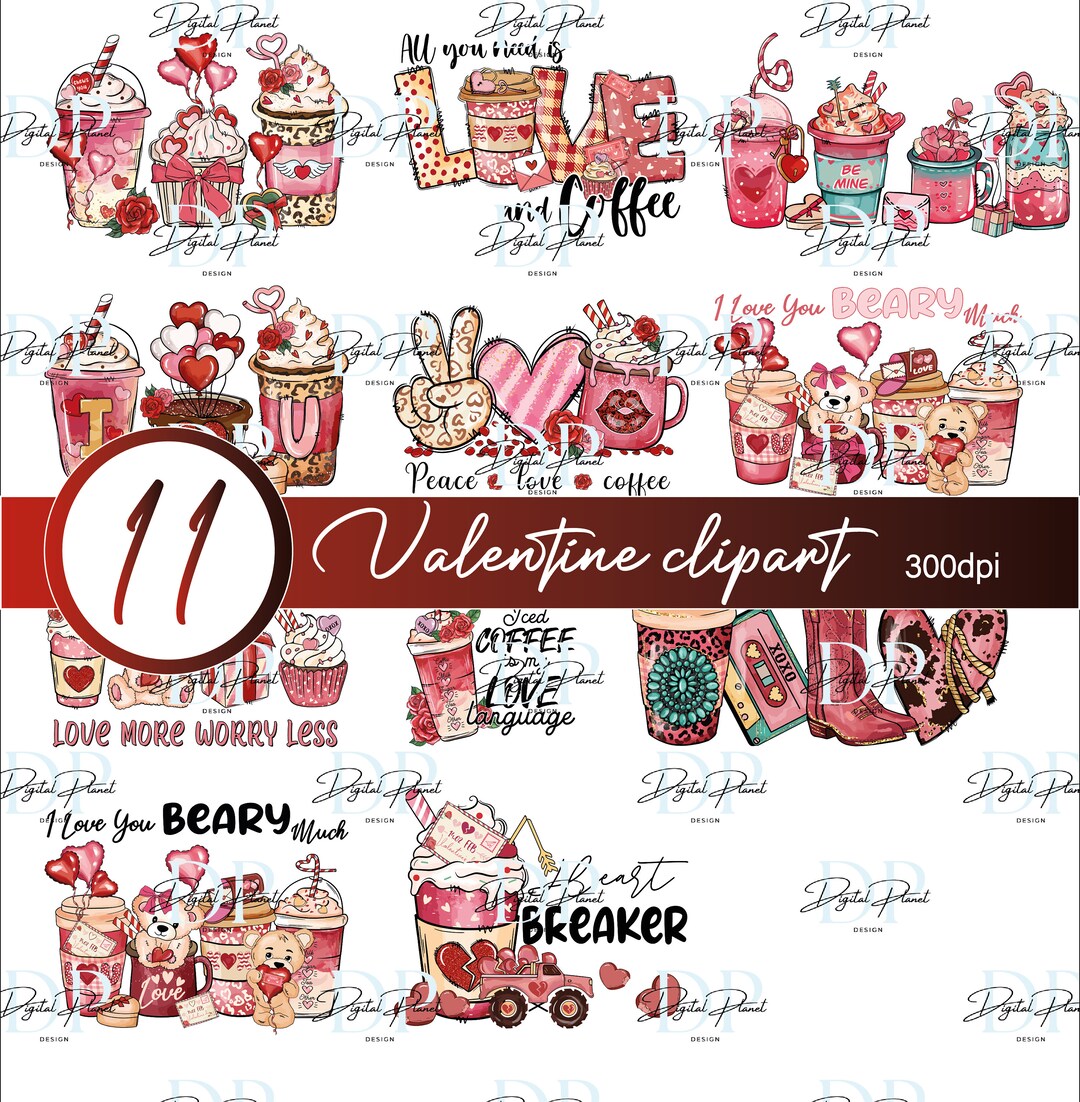 11 Valentine Day Clipart, Love PNG, Mugs Clipart, Valentine for Tshirt ...