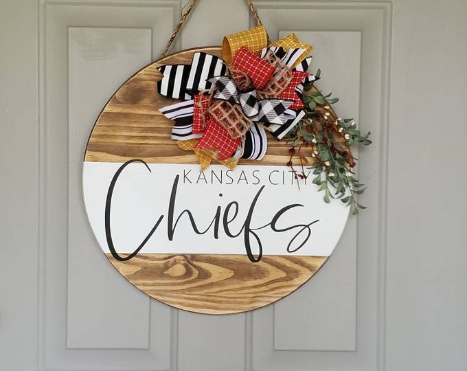 Front Door Decor, Kansas City Chiefs Door Hanger, NFL Door Hanger ...