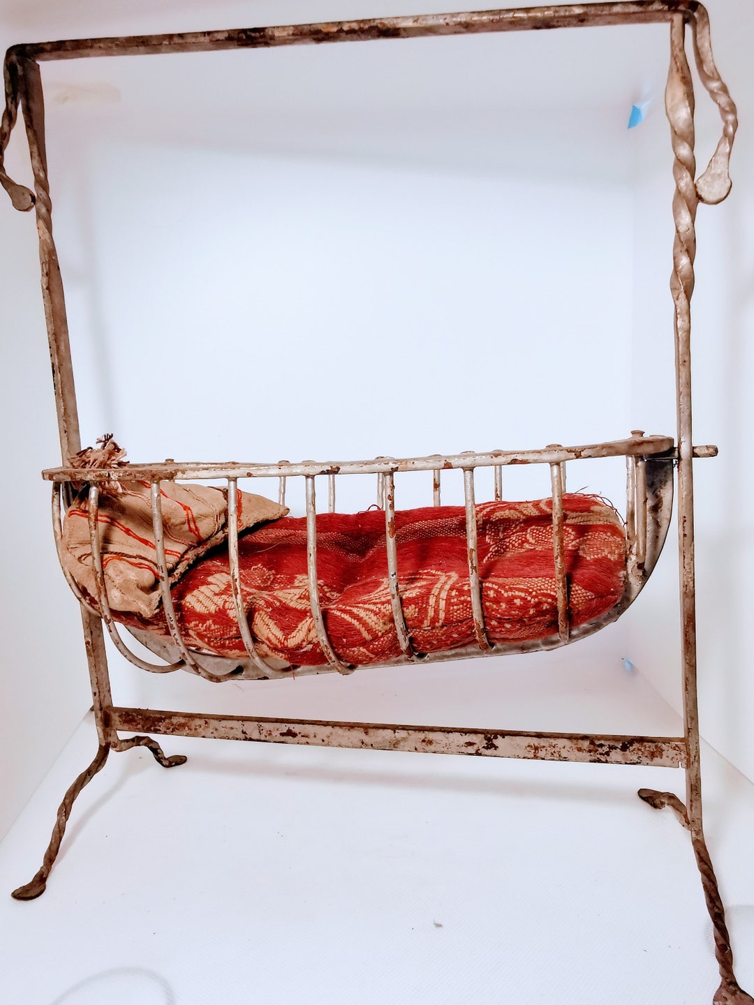 Antique Wrought Iron Cradle / Cot for Dolls - Etsy