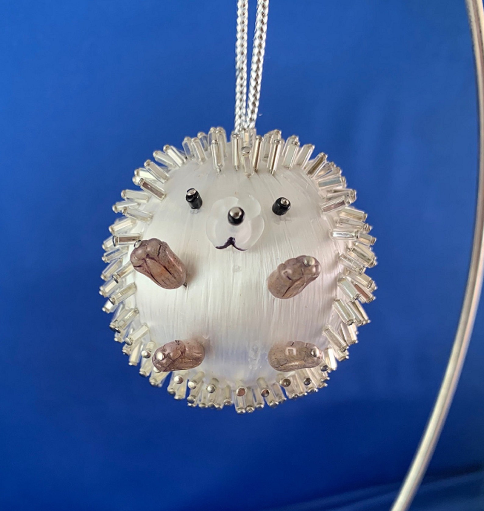 Hedgehog - DIY Ornament Kit: 2" Satin Ball With Beads & Pins - Etsy