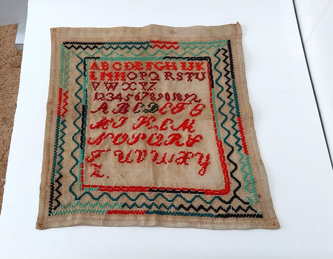 Antique Wool Work Sampler Dated 1892, Alphabet & Numbers, Unframed. - Etsy