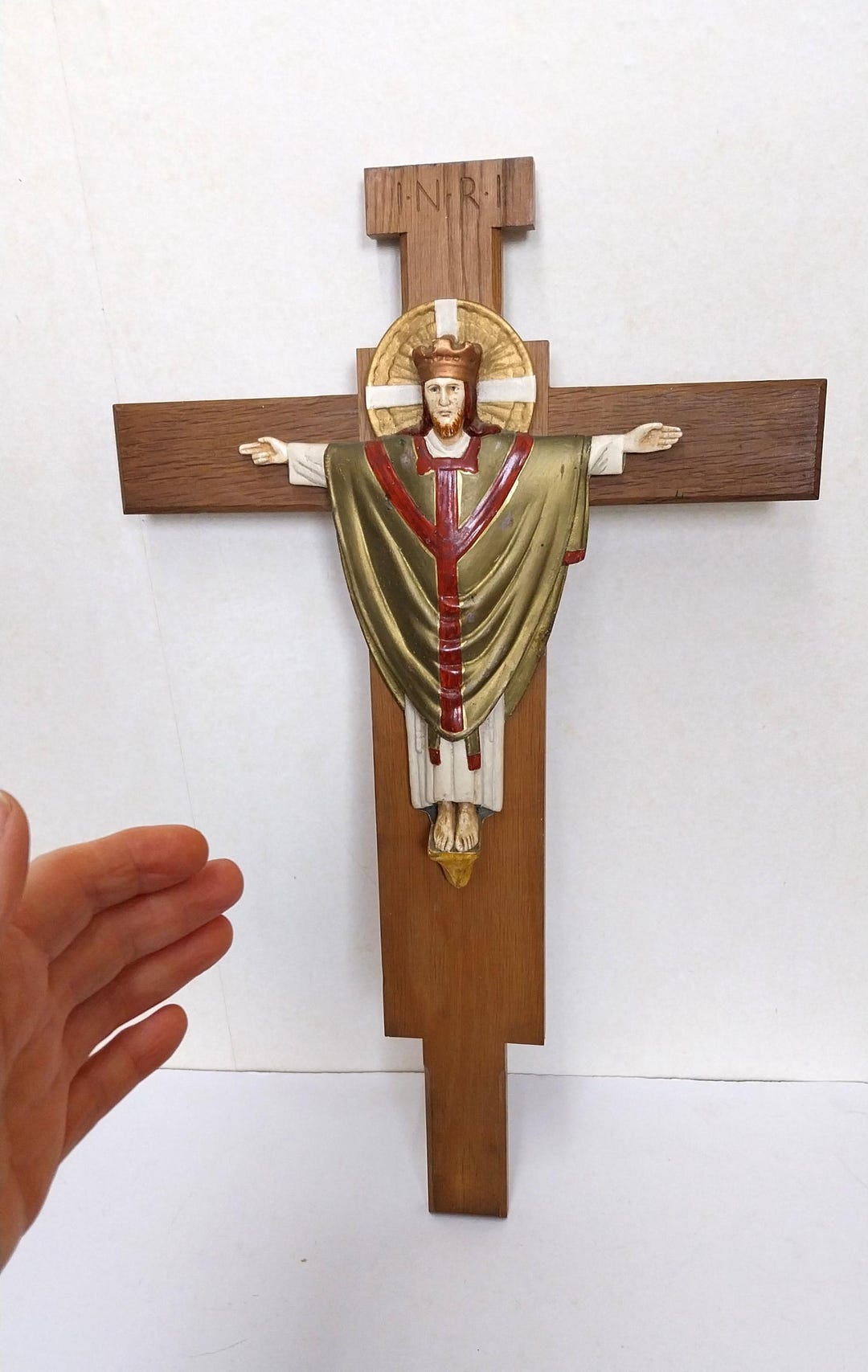 Vintage Large Wood & Plaster Crucifix, Church Crucifix, 23 Inches/ 58cm ...