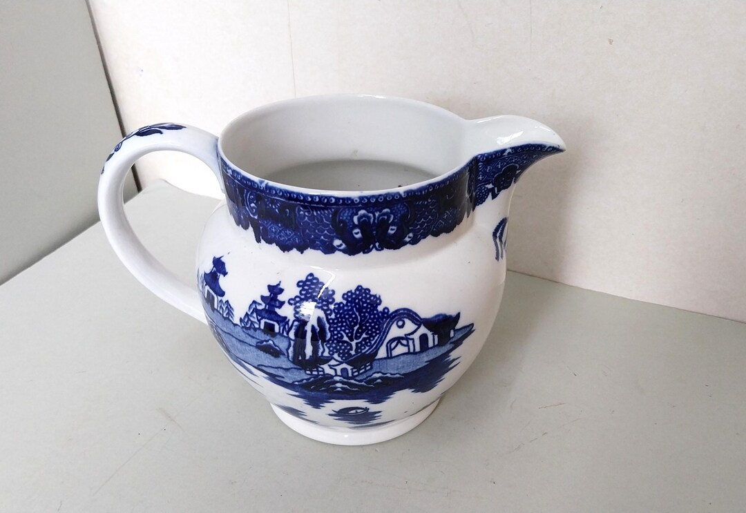 Antique Willow Pattern Blue & White Jug Pitcher Creamer 5.5 Inches/14cm ...