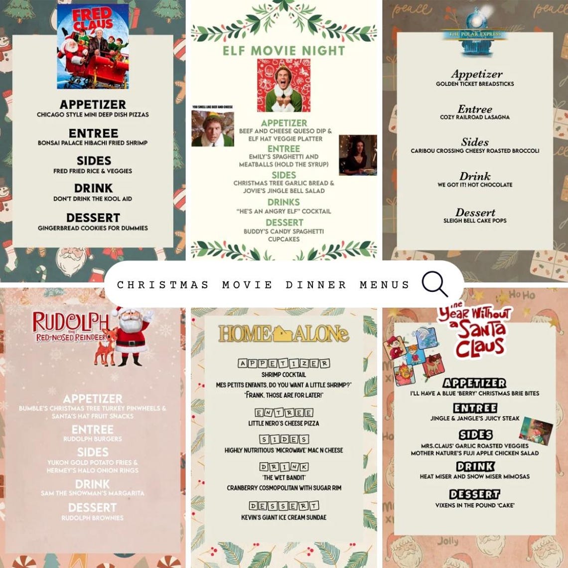 Digital Download 16 Christmas Dinner and a Movie Printable Menus! - Etsy