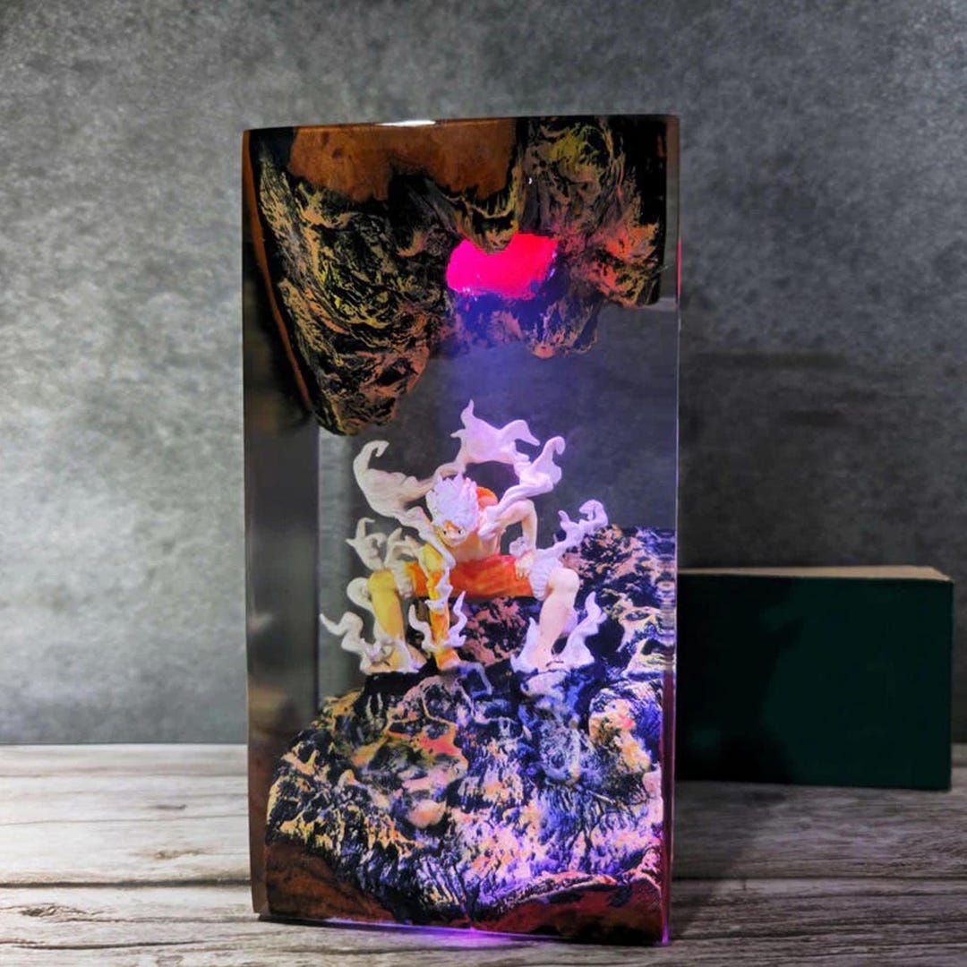Luffy Gear 5 Resin Lamp – One Piece Diorama LED Light Box – Anime Room ...