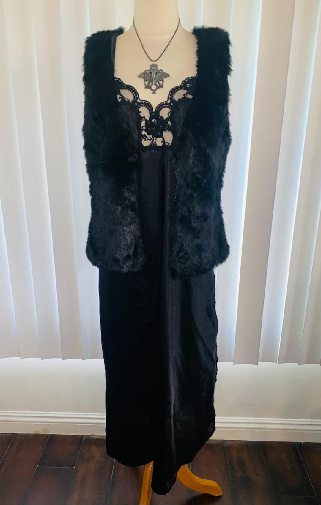 Vintage Goth Vamp Witch Elegant Black Faux Fur Vest Sz M - Etsy