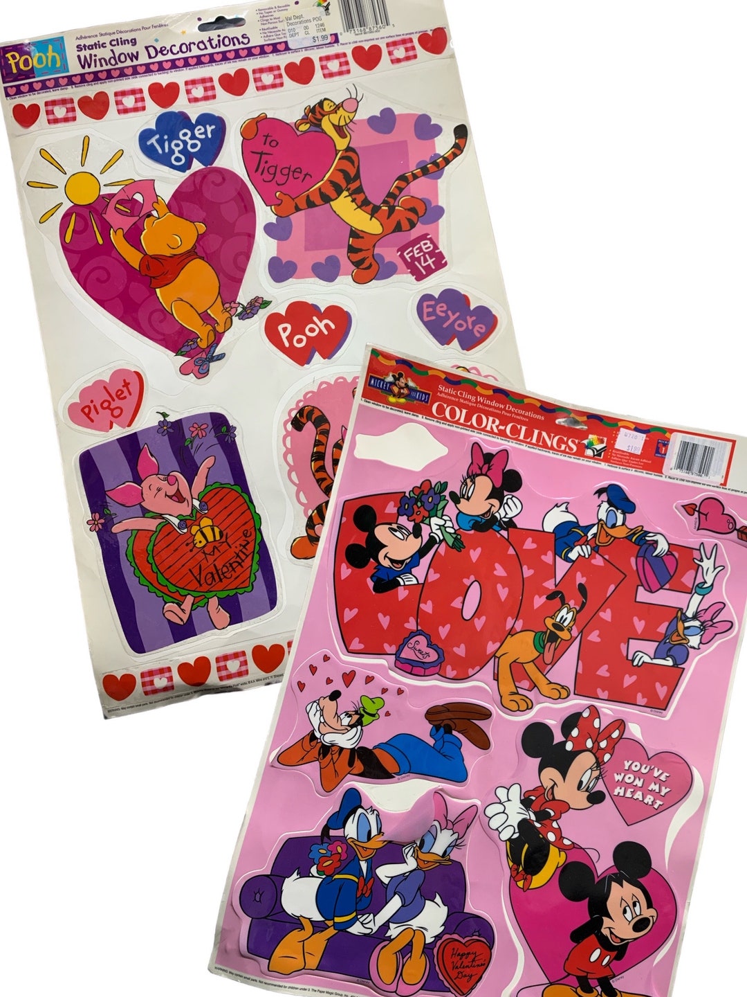 Vintage Disney Window Cling | Mickey Valentines Window Cling | Winnie ...