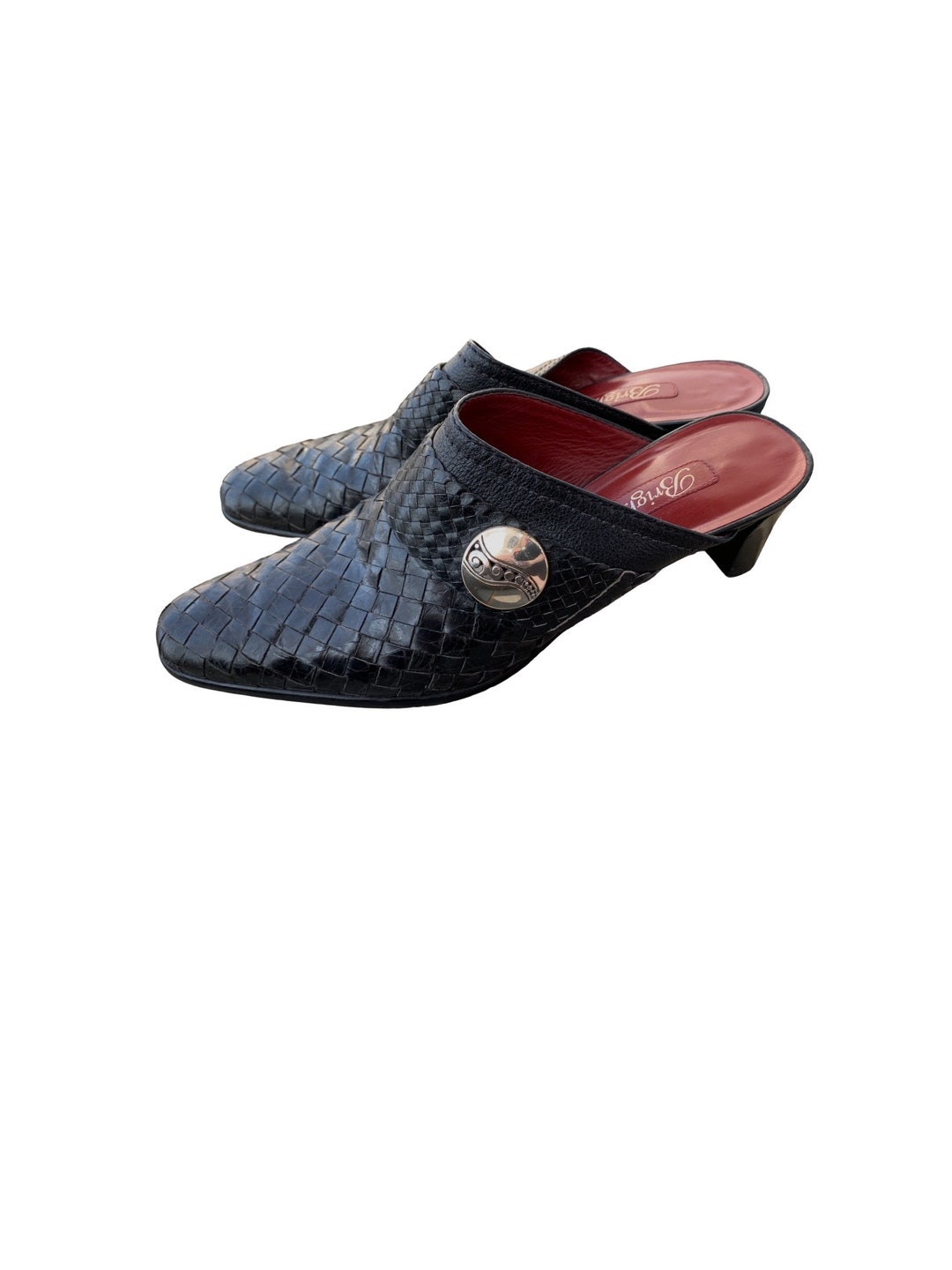 Brighton Shoes Brighton Woven Leather Heels With Silver - Etsy