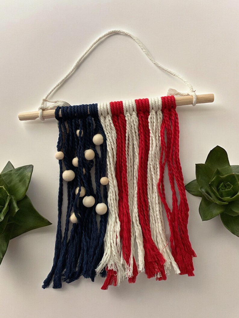 Macrame American Flag Decor | Wall Hanging or Door Decor - Etsy