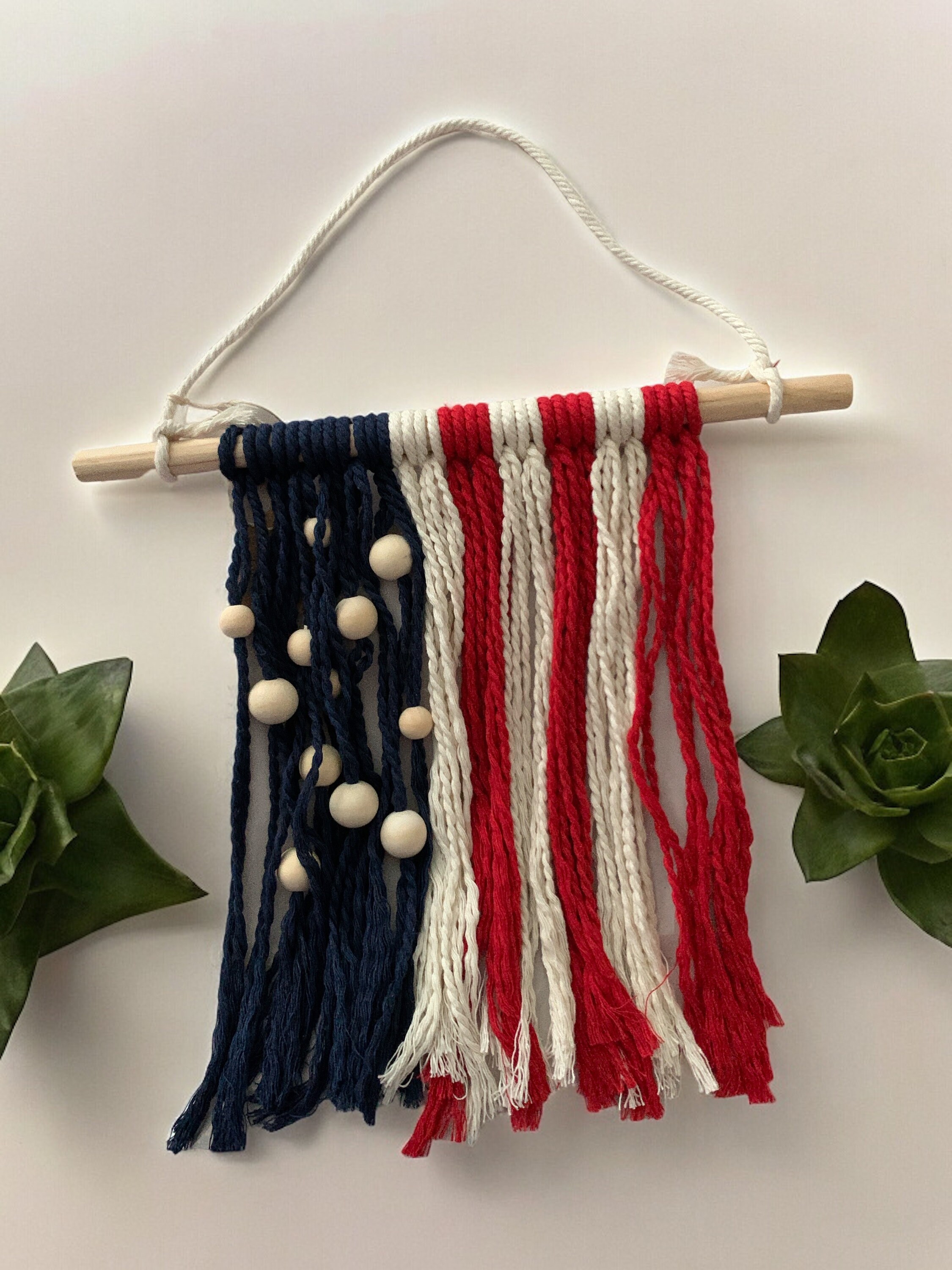Macrame American Flag Decor | Wall Hanging or Door Decor - Etsy